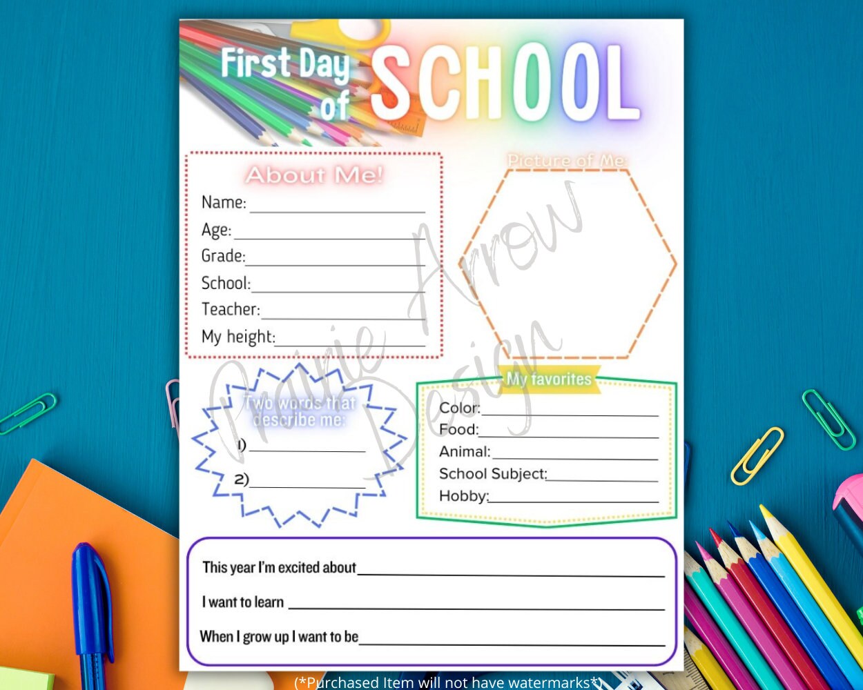 First & Last Day of School Worksheet, About Me Interview (digital ...