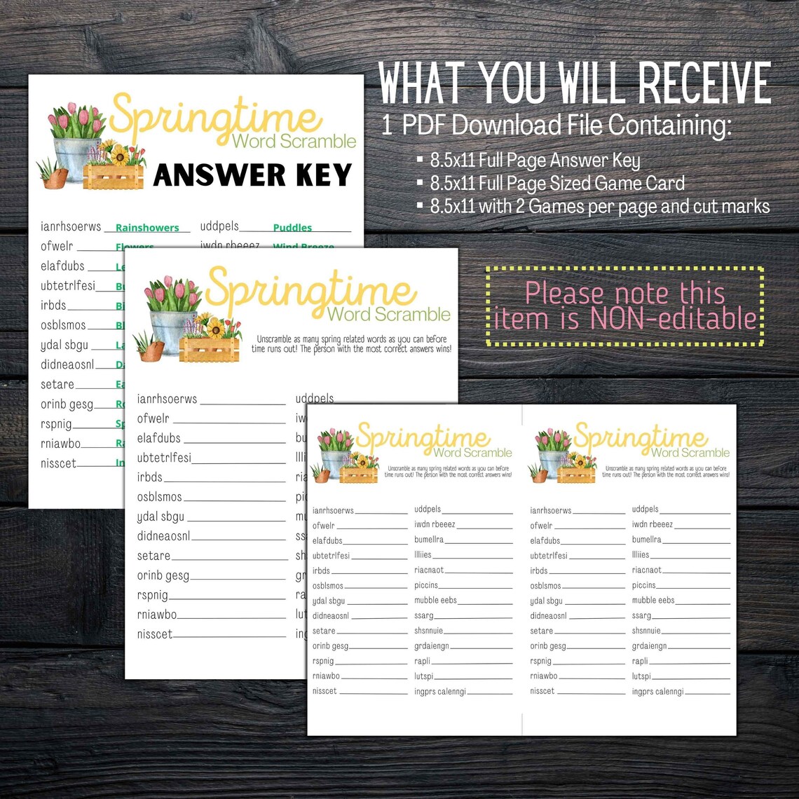 Spring Word Scramble Printable Game ⁝ Springtime Group Party Game ...