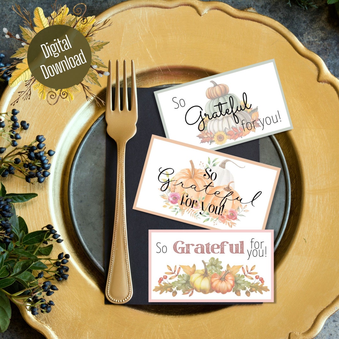 So Grateful for You Autumn Gratitude Cards ⁝ Digital Download ...