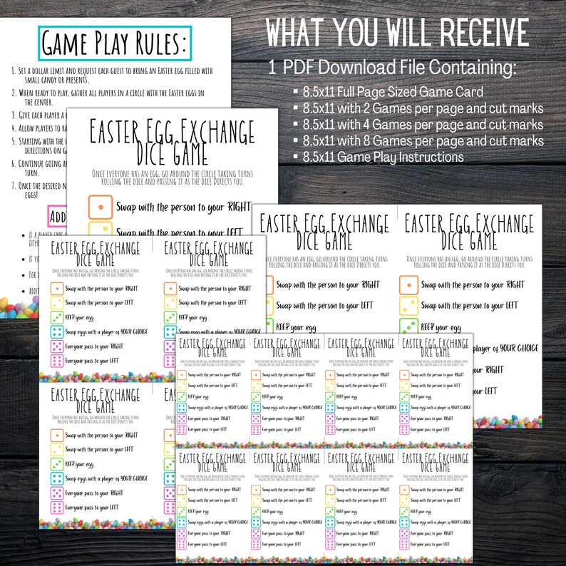 Easter Egg Exchange Dice Game Printable Game ⁝ Easter Group Party Game ...