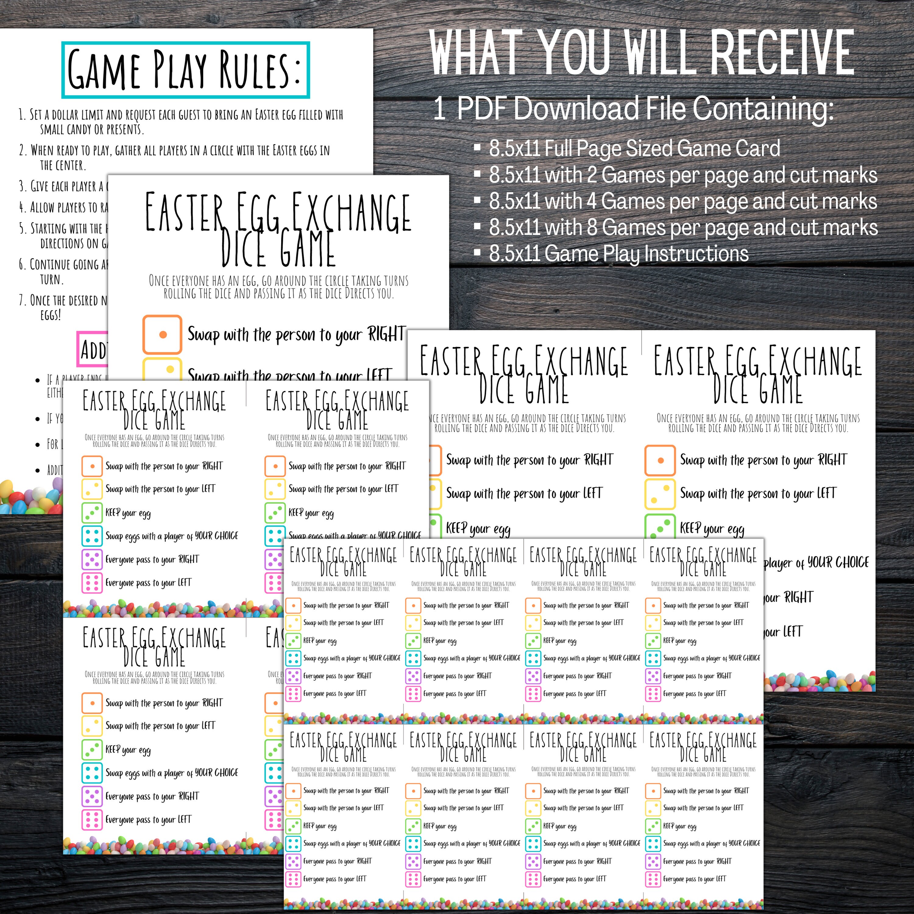 Easter Egg Exchange Dice Game Printable Game Easter Group Party Game ...