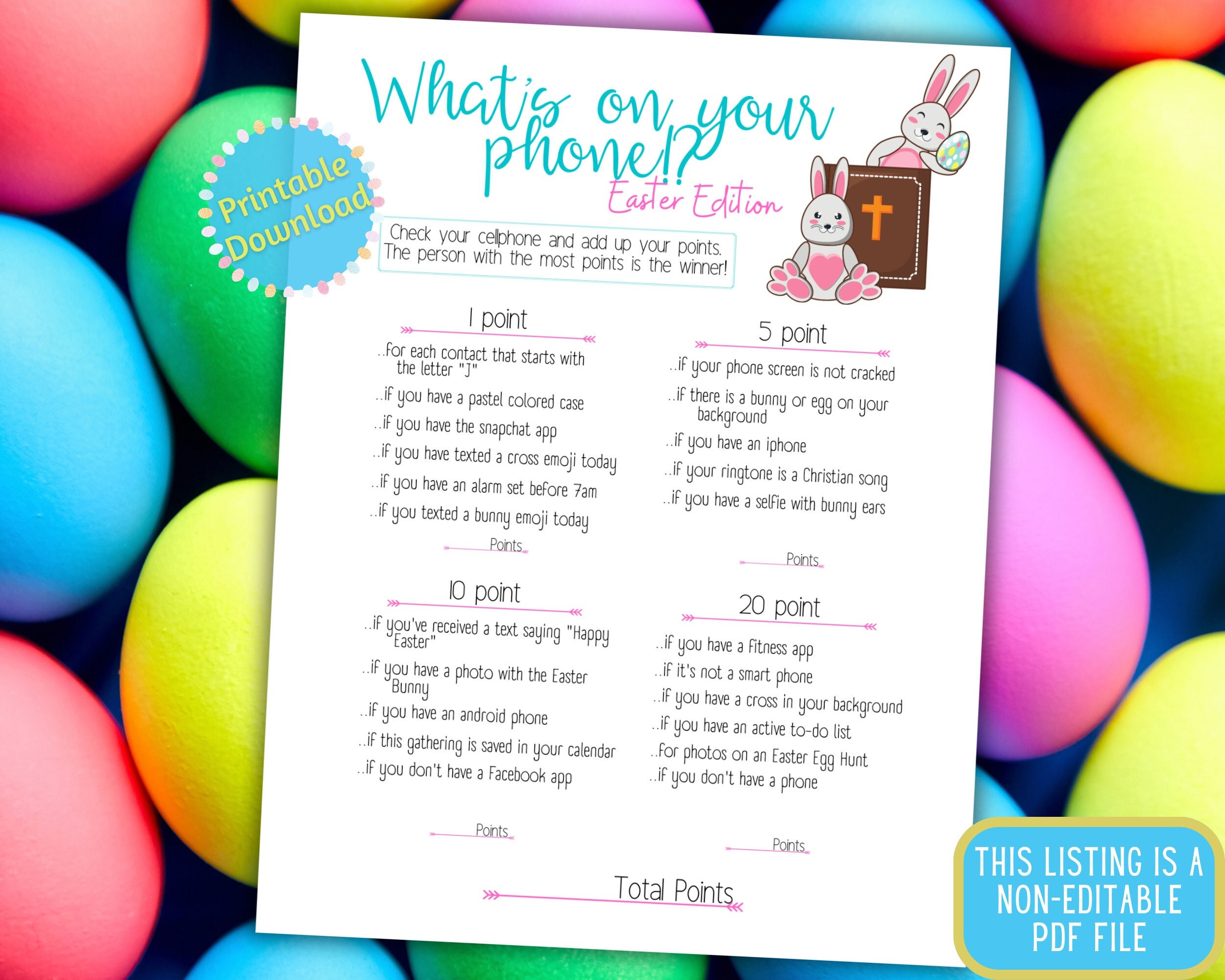 Easter "what's on Your Phone" Printable Game ⁝ Easter Group Party Game ...