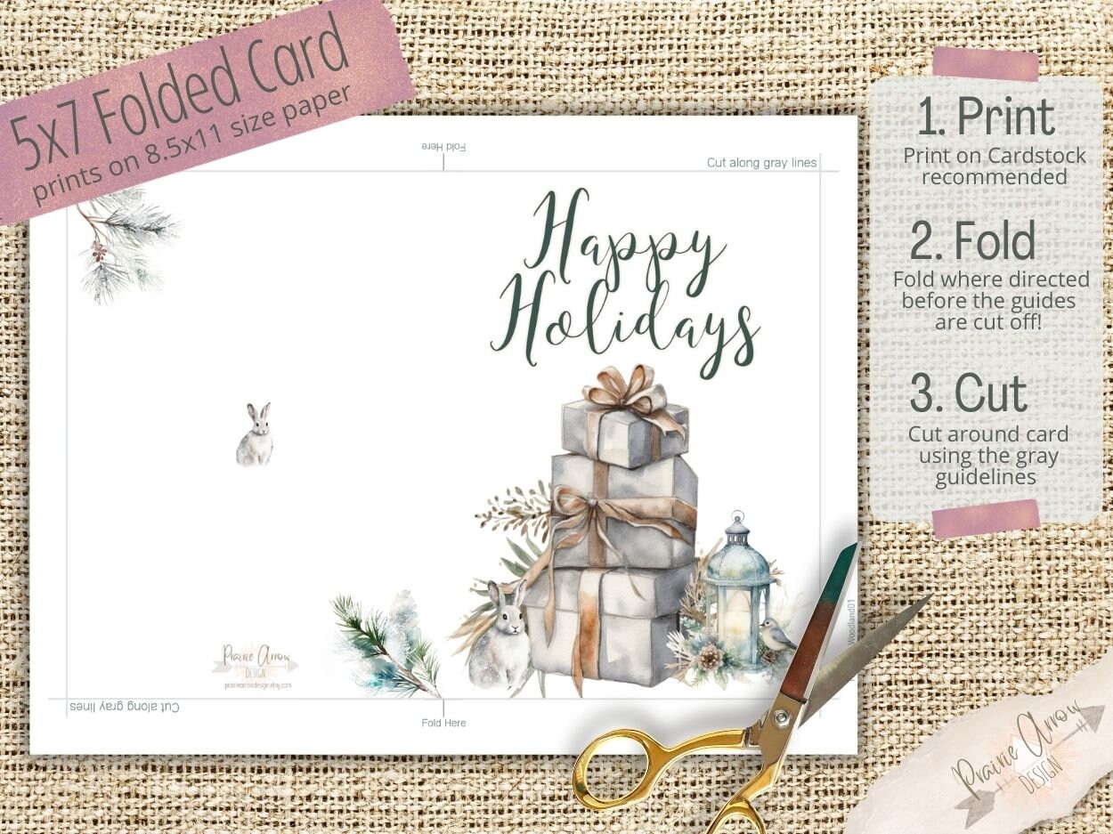 Printable Holiday Card Template Digital Download Greeting Card Rustic ...