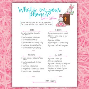 Easter "what's on Your Phone" Printable Game ⁝ Easter Group Party Game ...