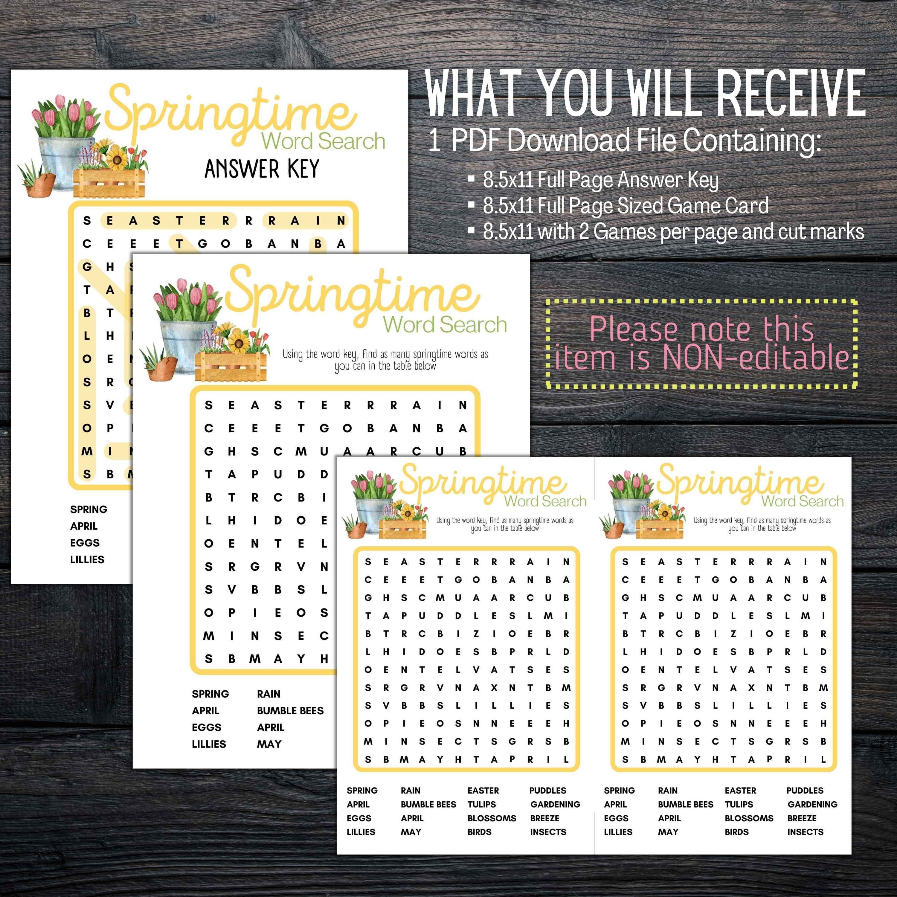 Spring Word Search Printable Game ⁝ Springtime Group Party Game ...