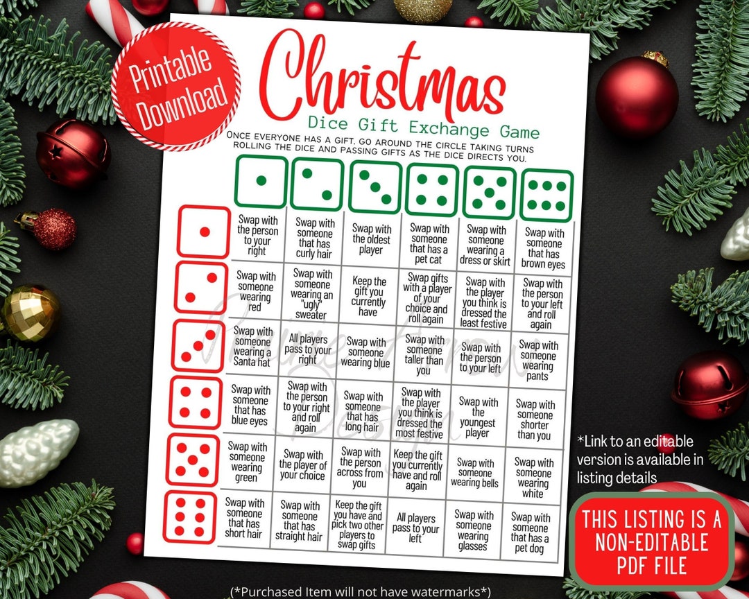 Christmas Dice Game | Gift Exchange Party Game (digital Download) - Etsy