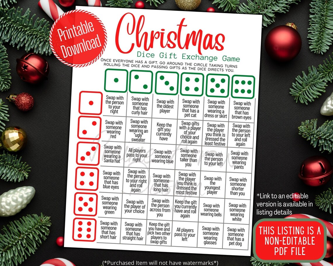 Christmas Dice Game | Gift Exchange Party Game (digital Download) - Etsy