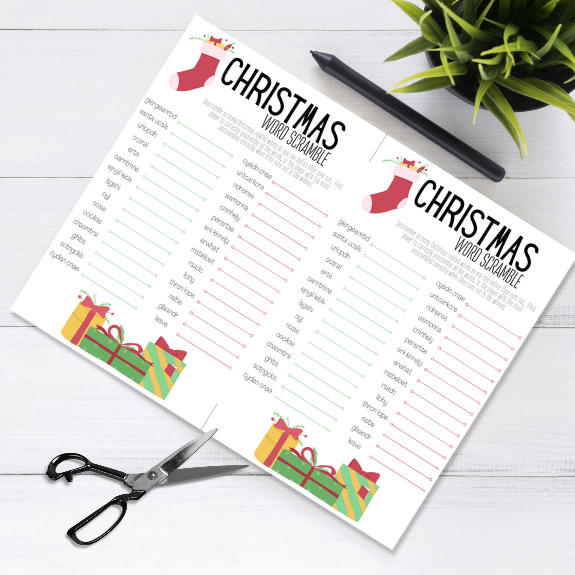 Christmas Word Scramble Printable Game Holiday Party Game Instant ...