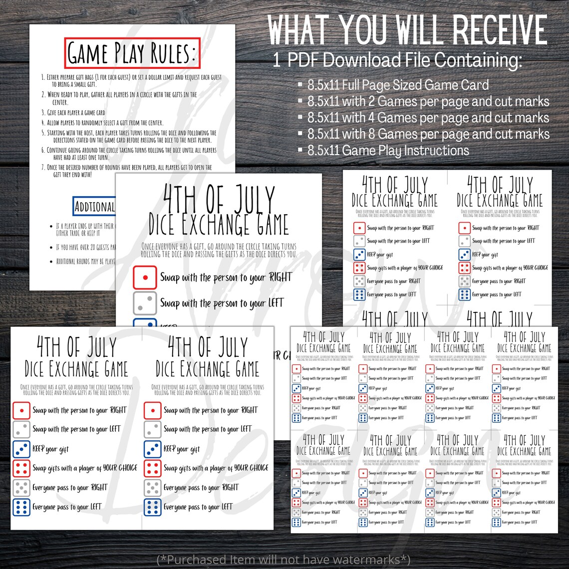 4th of July Exchange Dice Game Printable Game ⁝ Independence Day Group ...