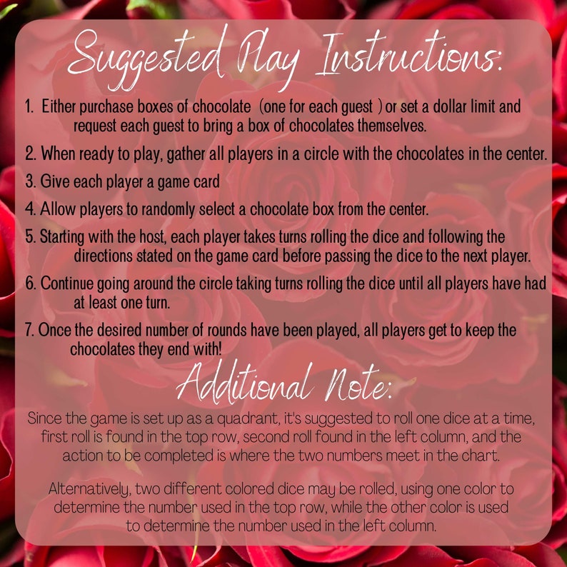 Valentine's Day Chocolate Exchange Dice Game Printable Game ⁝ Valentine ...