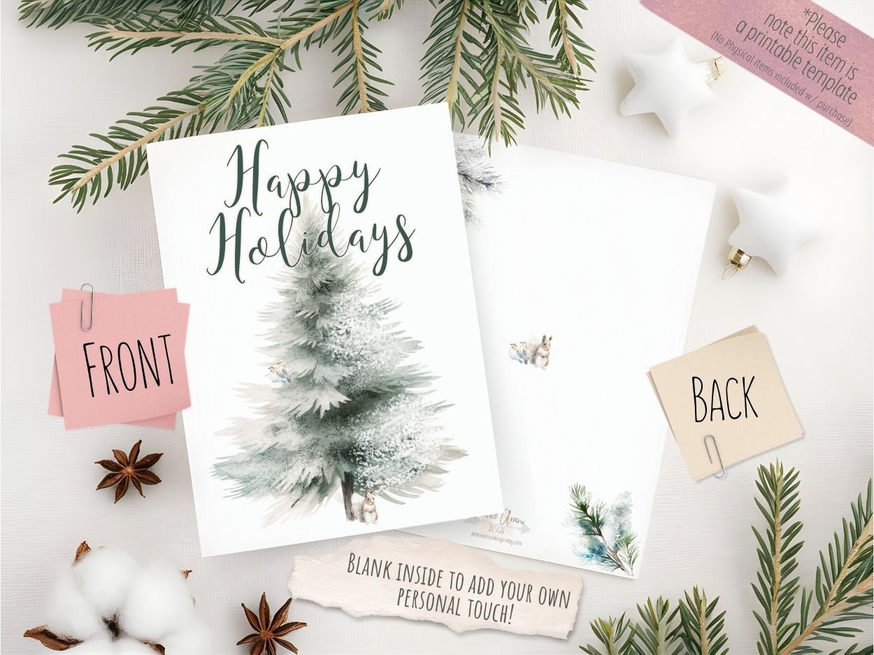 Printable Holiday Card Template ⁝ Digital Download Greeting Card ...