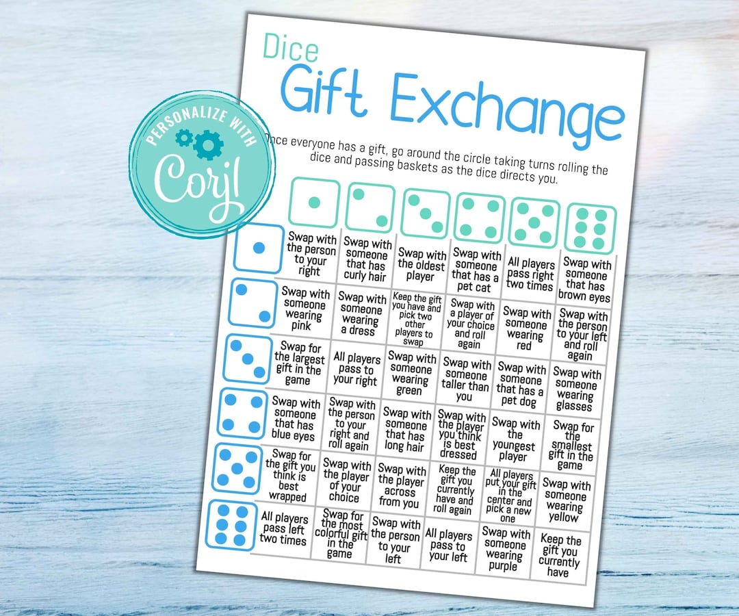 Editable Gift Exchange Dice Game ⁝ Editable Any Occasion Group Party ...