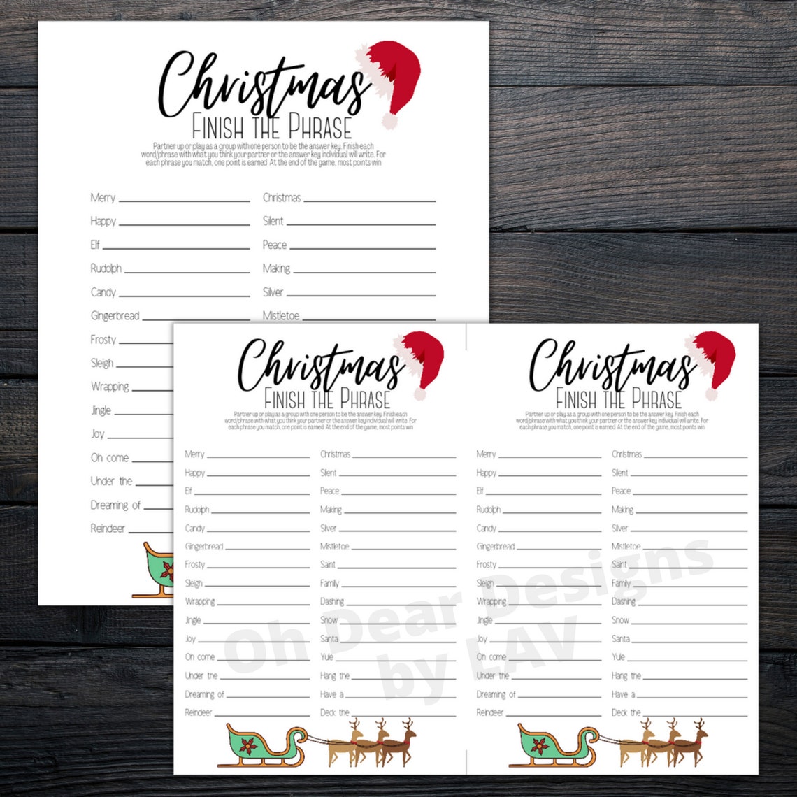 Printable Christmas Game Bundle 4 Pack ⁝ Holiday Party Games, Finish ...