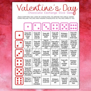 Valentine's Day Chocolate Exchange Dice Game Printable Game ⁝ Valentine ...