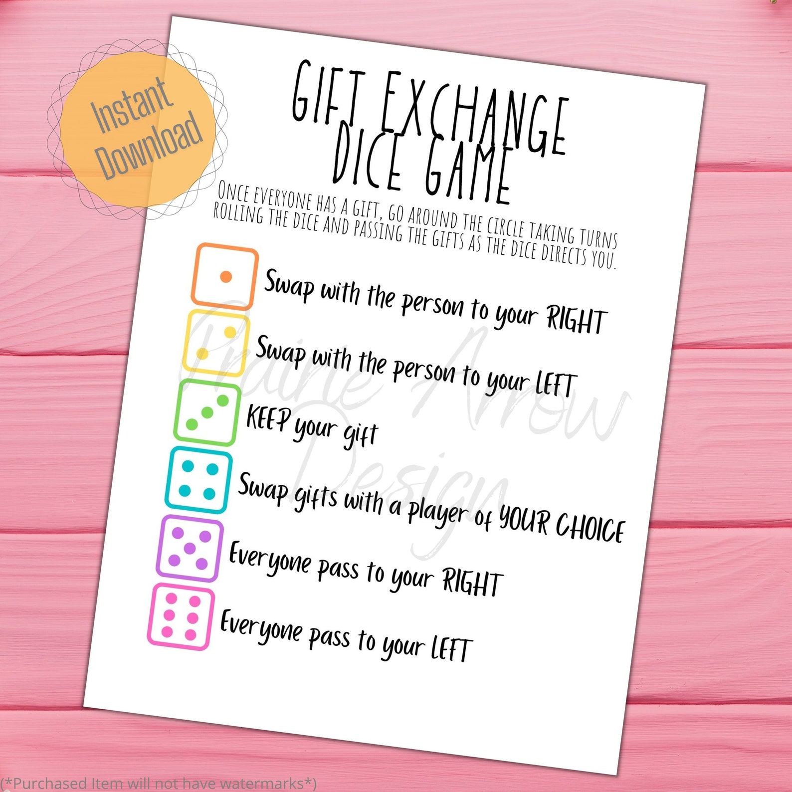 Gift Exchange Dice Game Printable Game Any Occasion Group Party Game ...