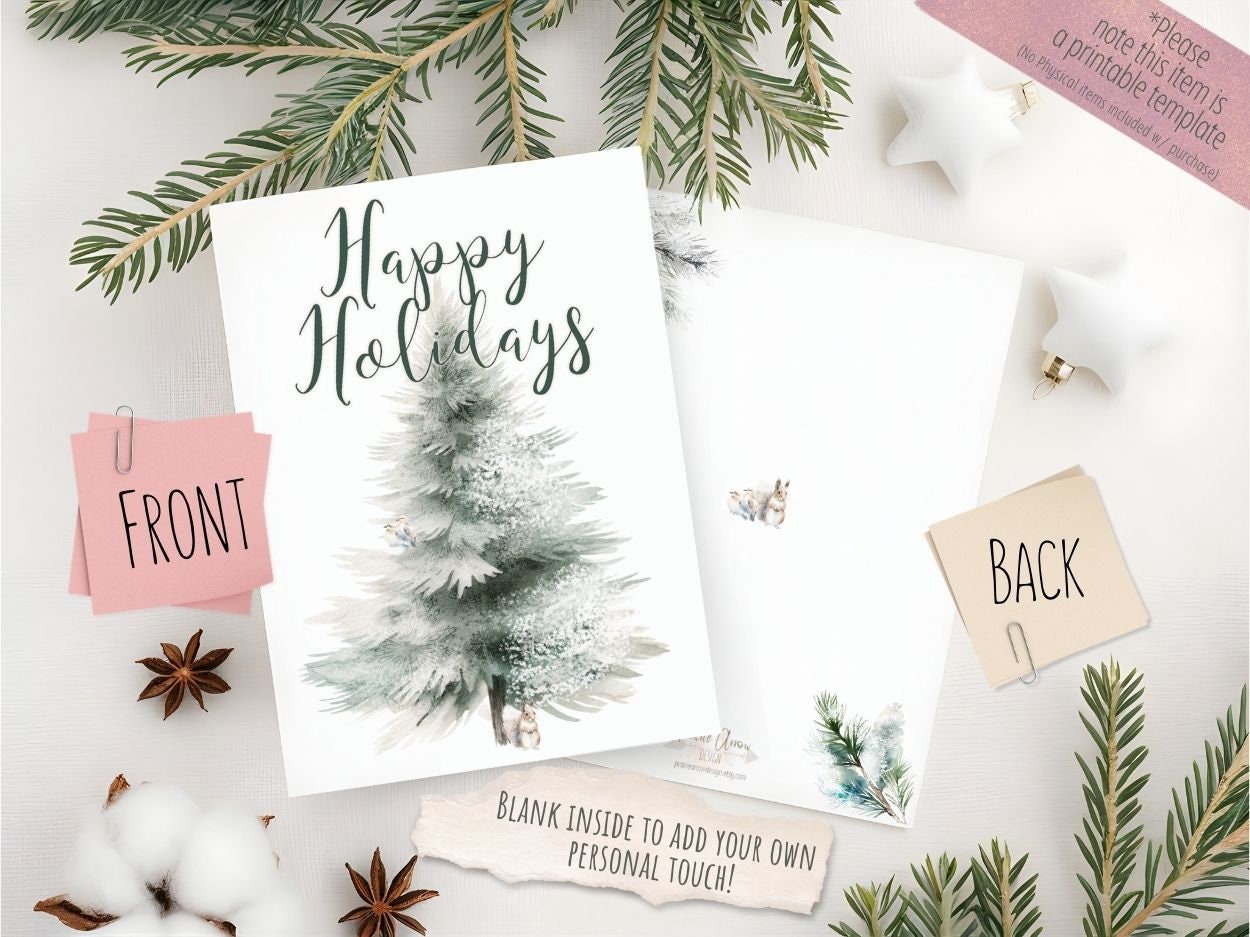 Rustic Woodland Holiday Card Set (digital Download) - Etsy