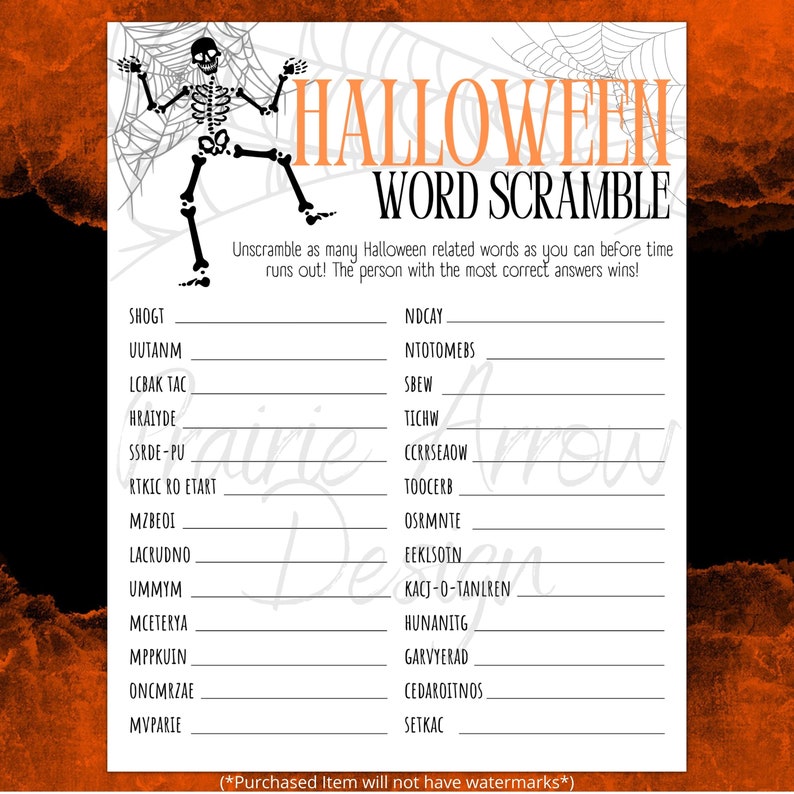 Halloween "word Scramble" Printable Game ⁝ Halloween Group Party Game ...
