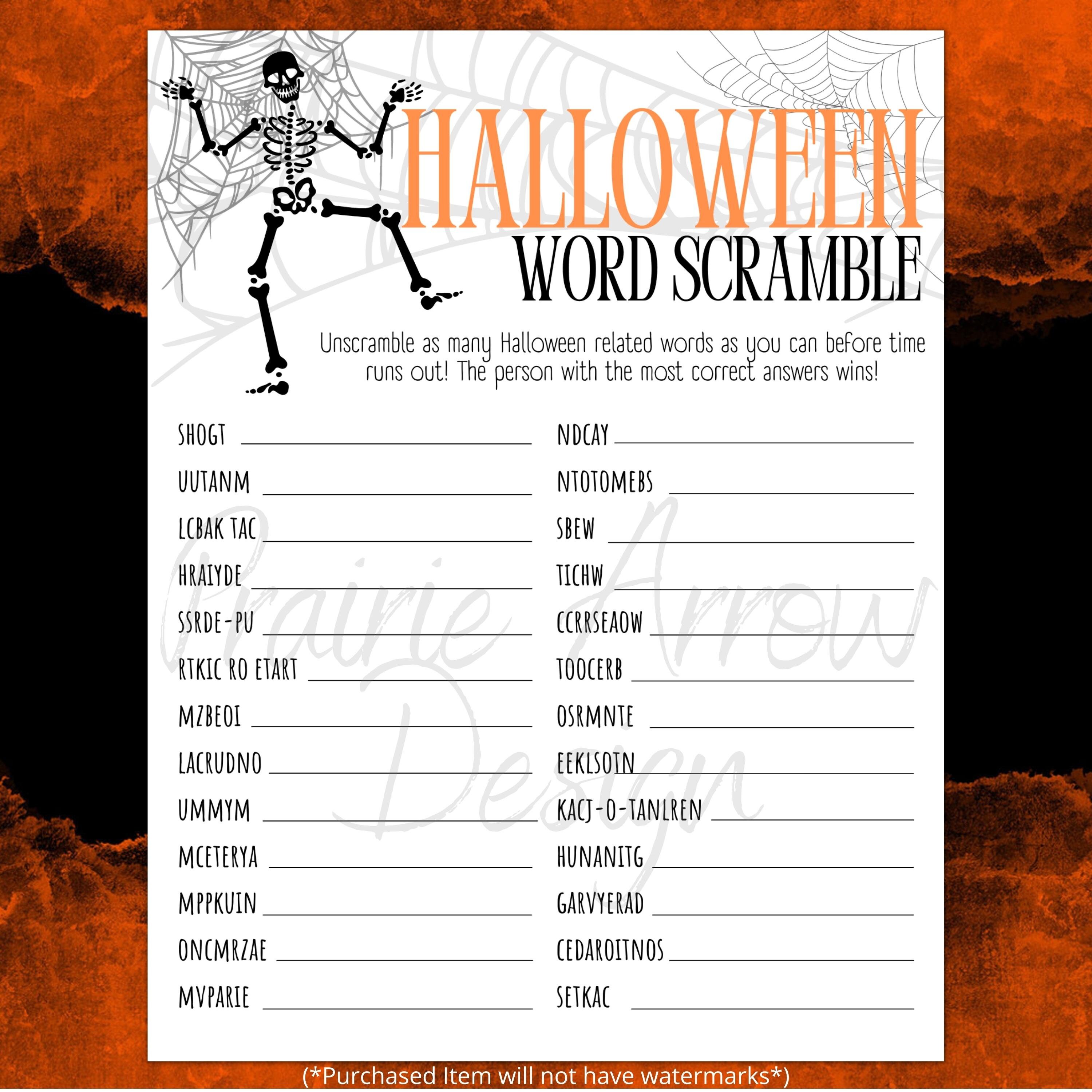 Halloween Word Scramble Game, Group Party (digital Download) - Etsy