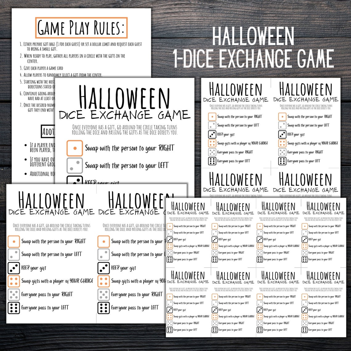 Halloween Dice 3 Game Bundle Halloween Party Games H0x01 - Etsy