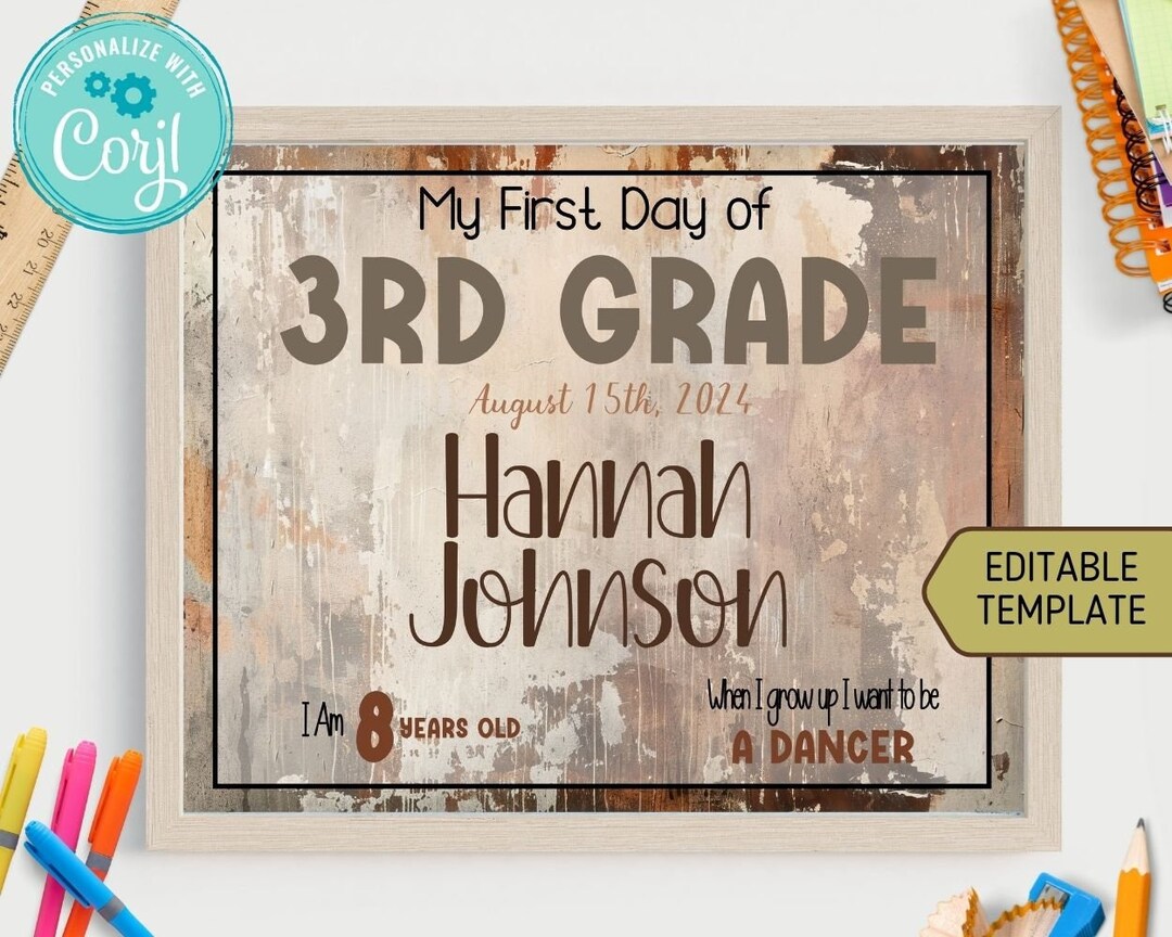 Editable First & Last Day of School Sign ⁝ Back to School Photo Prop ...