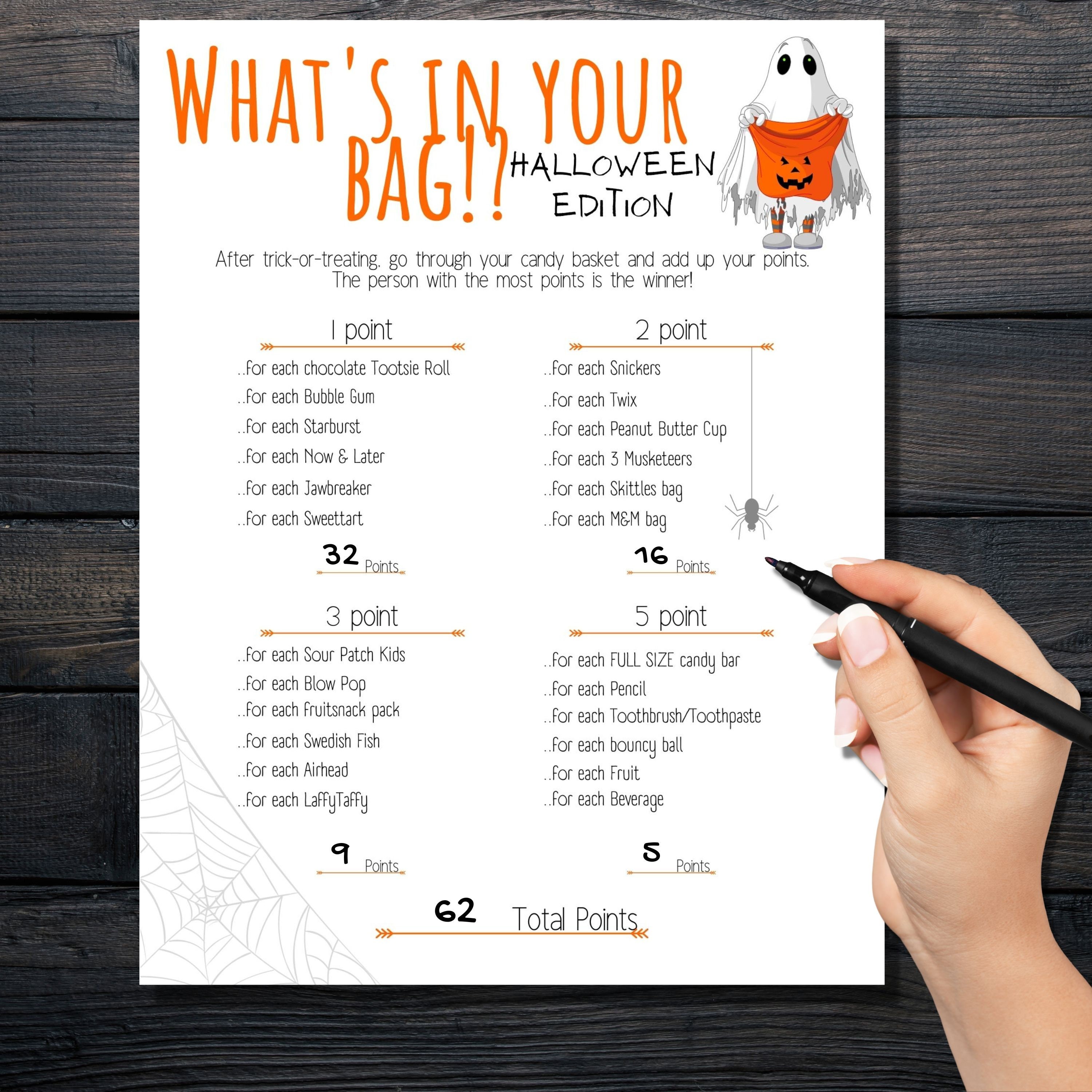 Halloween "what's in Your Bag" Printable Game ⁝ Halloween Group Party ...