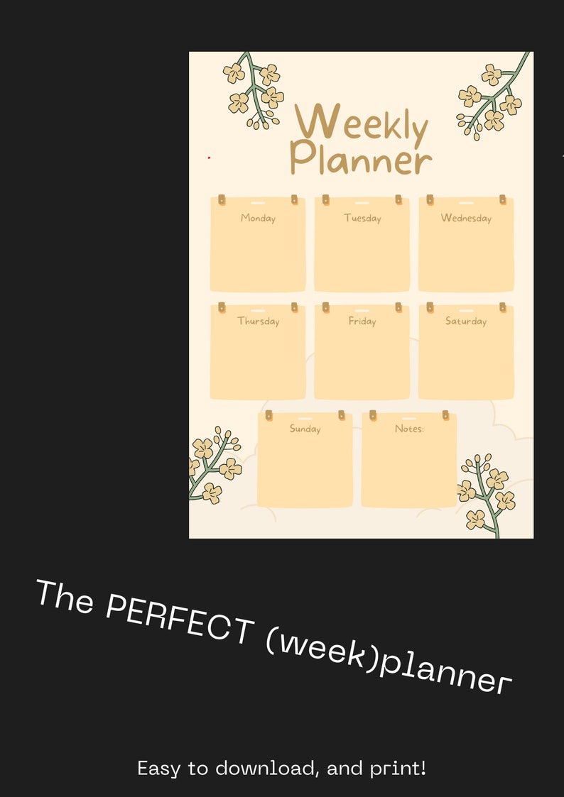 Weekly Planner Printable Floral and Cheerful Look, Minimalist Weekly ...