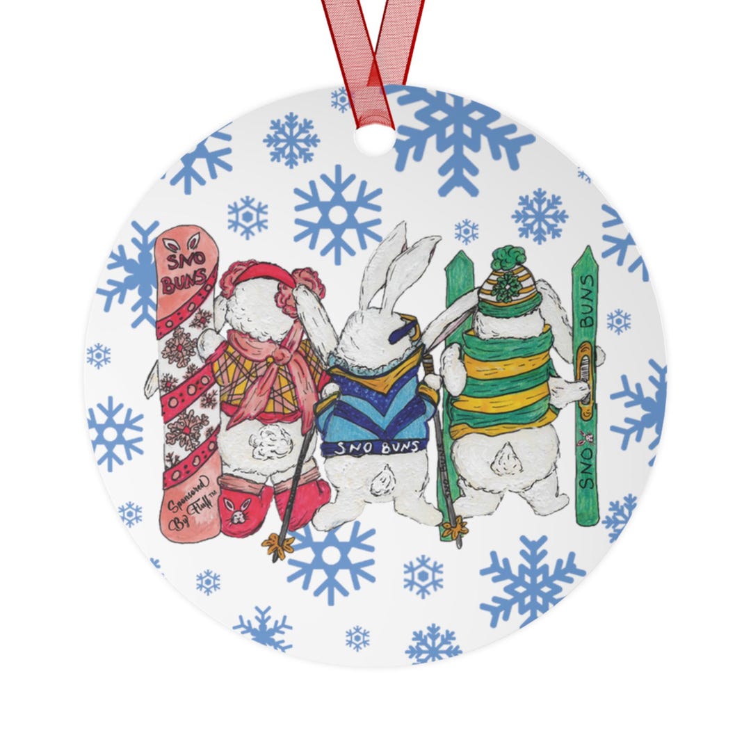 Skiing Snow Bunnies Christmas Ornament Cute Winter Gift Bunny Lovers ...