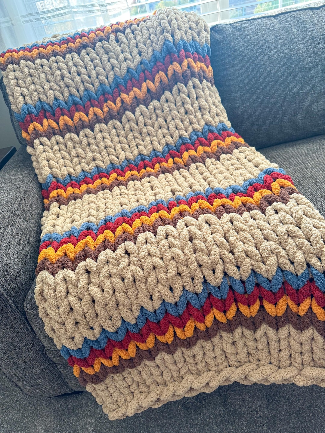 Chunky Hand Crochet Blanket - Etsy