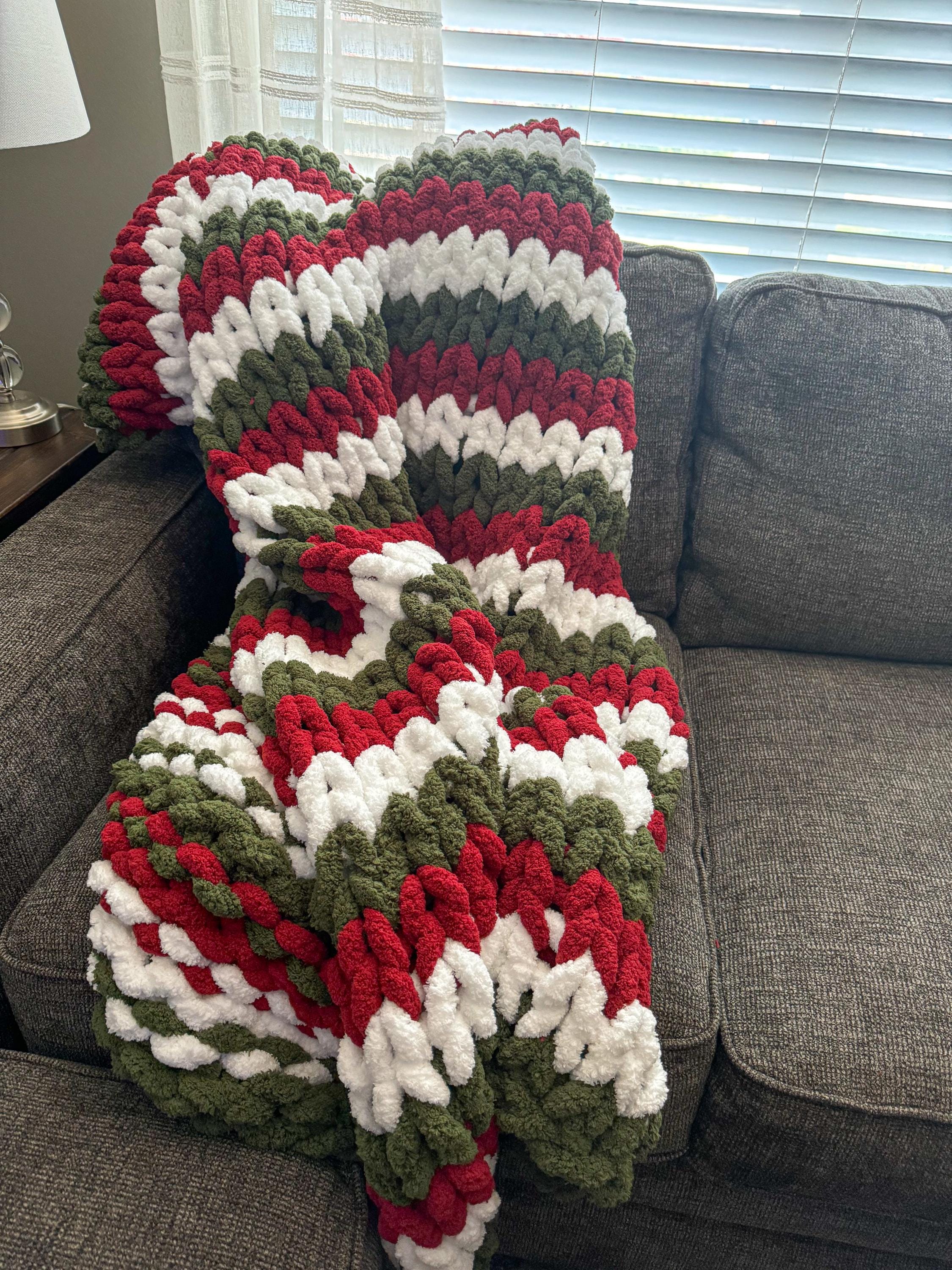 Chunky Three-toned Hand Crochet Blanket - Etsy