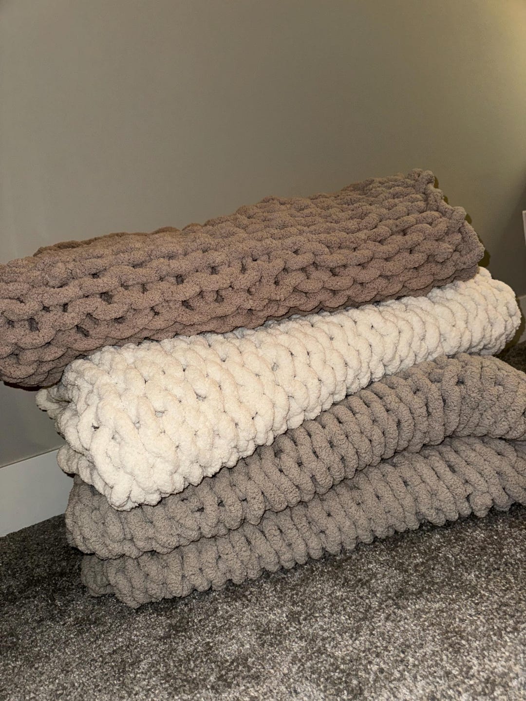 Solid Color Chunky Crochet Blanket - Etsy