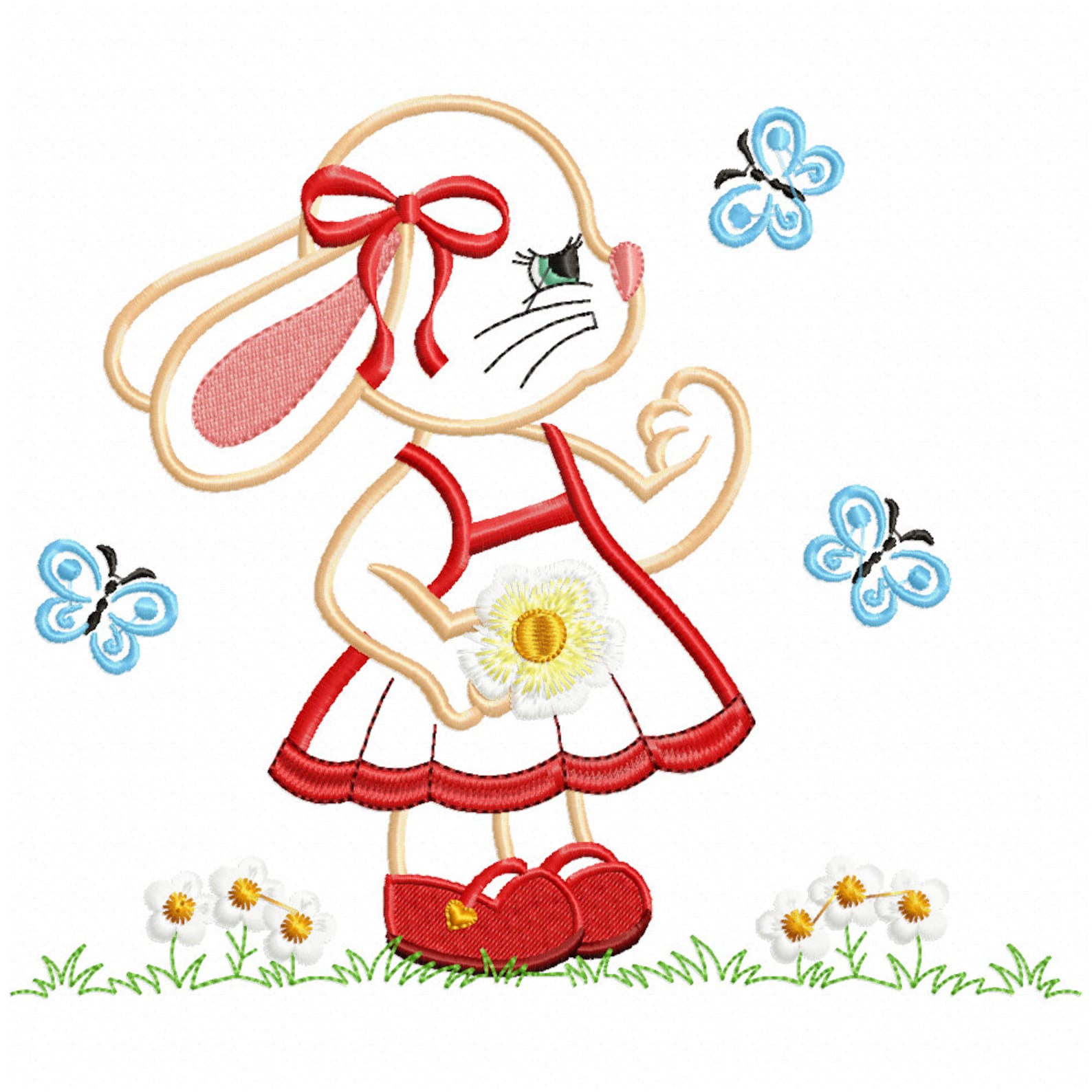 Cute Bunny Girl Applique Embroidery Design (instant Download) - Etsy