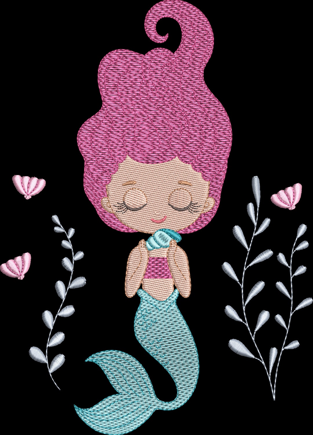 Cute Mermaid Embroidery Designs. Mermaid Girl Embroidery Designs ...