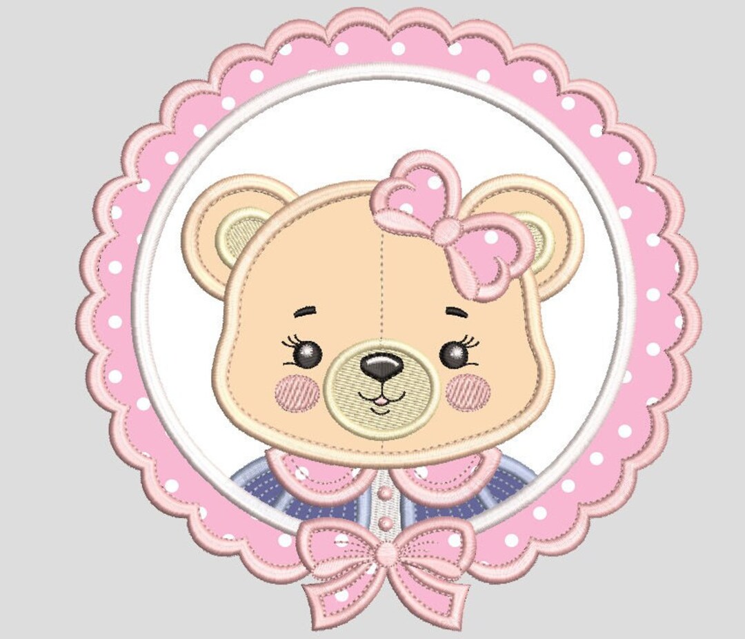 BEAR APPLIQUE Embroidery Design, FRAME With Cute Applique Bear-girl ...