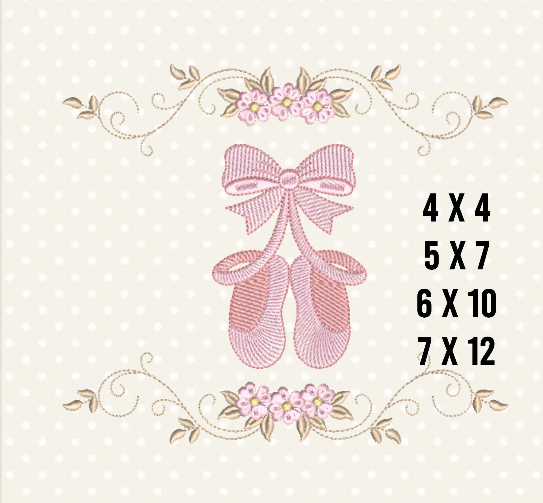Ballerina Shoes Machine Embroidery Design: Girl Ballet Pattern (instant ...