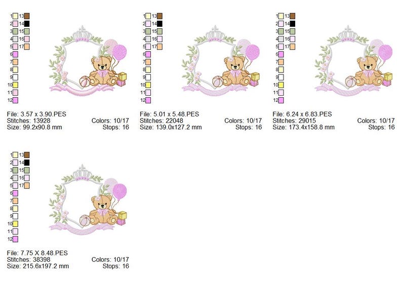 CUTE BEAR FRAME, Embroidery Design, Bear-baby Girl Embroidery File ...