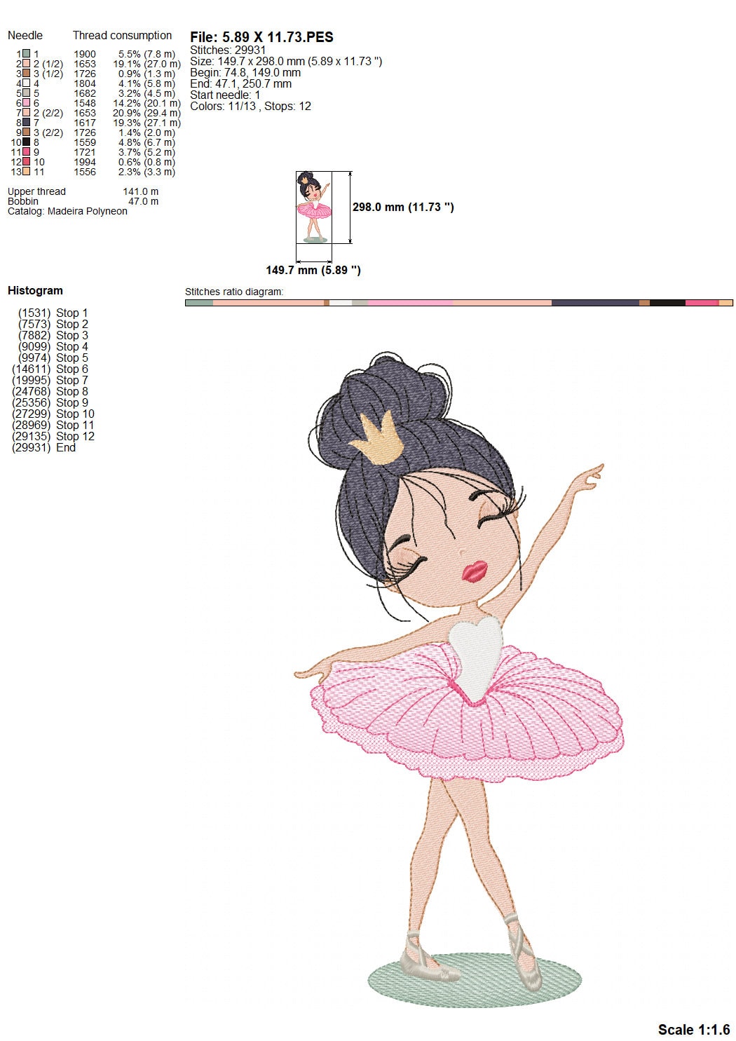 CUTE BALLERINA Machine Embroidery Designs Girl Embroidery - Etsy