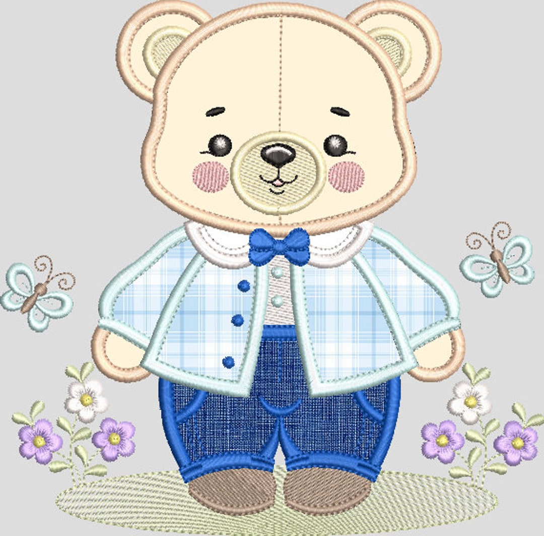 BEAR APPLIQUE EMBROIDERY Design, Cute Bear-boy, Machine Embroidery ...