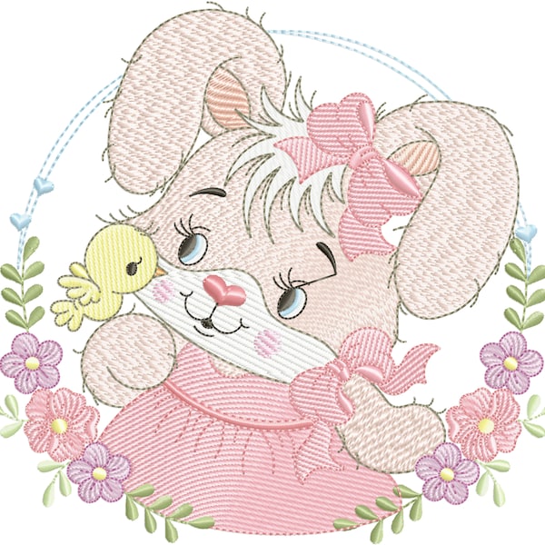 Rabbit Machine Embroidery Design - Etsy