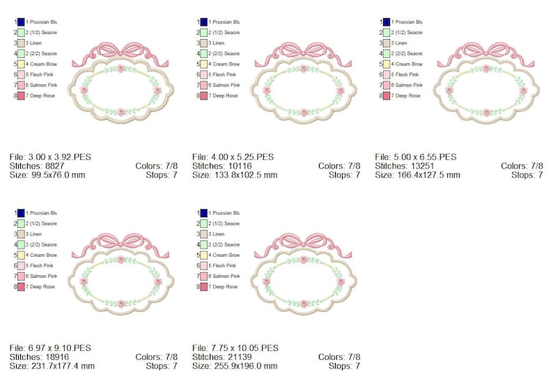 Flower Frame Embroidery Design With Bow (instant Download) - Etsy