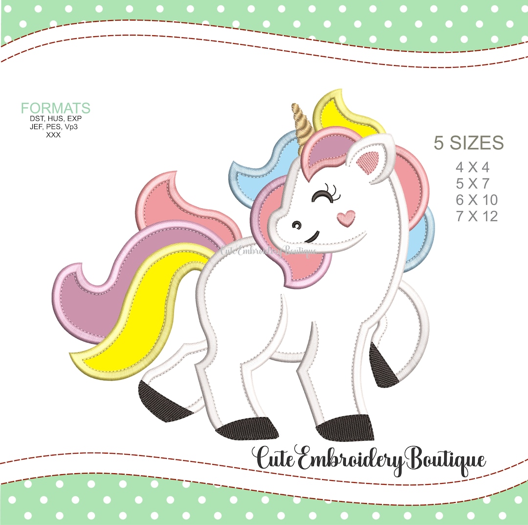 UNICORN APPLIQUE Embroidery Designs - UNICORN Embroidery Design, Girl ...