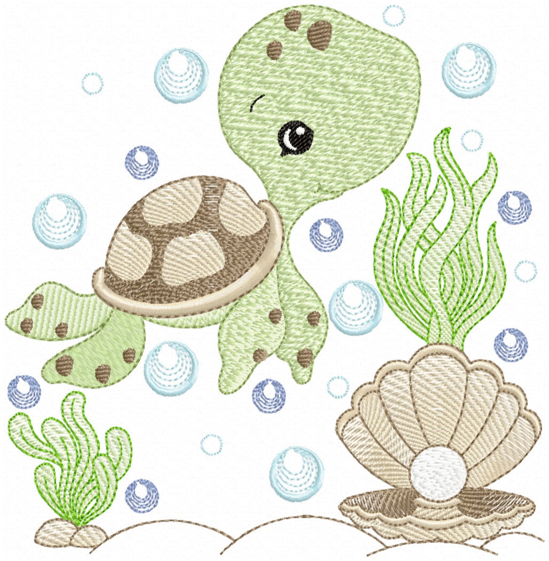 Cute Sea Turtle, Shell Embroidery Designs, Rippled Turtle Embroidery ...