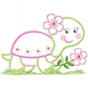 CUTE TURTLE APPLIQUE Embroidery Designs - Turtle Embroidery Design ...