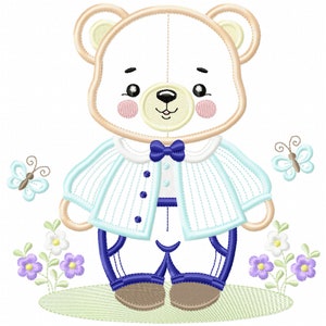 BEAR APPLIQUE EMBROIDERY Design, Cute Bear-boy, Machine Embroidery ...