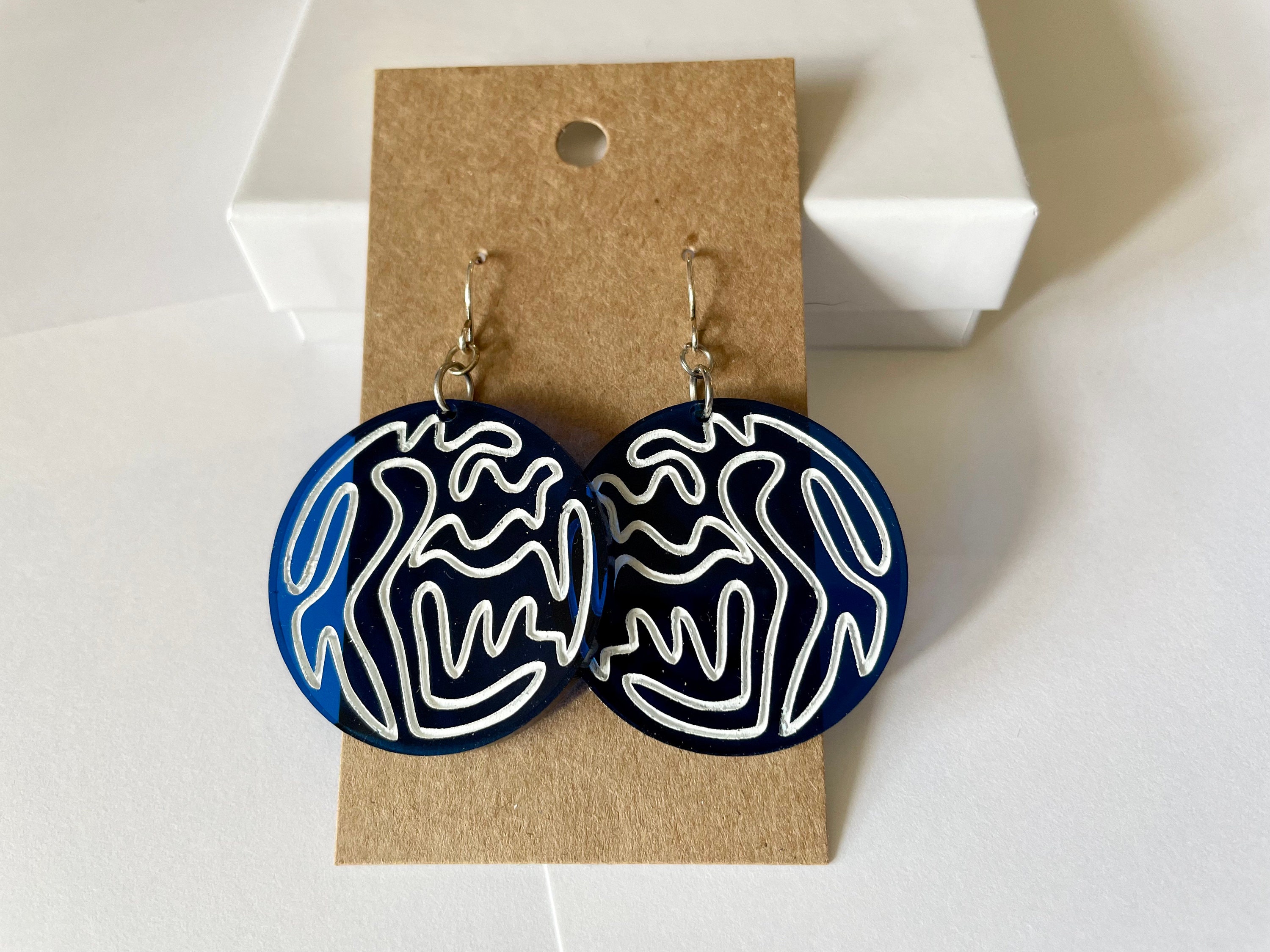 Clear Acrylic Circle Wavy Line Dangle Earrings Acrylic Jewelry - Etsy