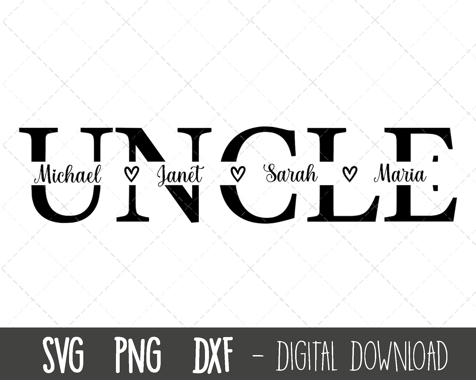 Uncle SVG, Best Uncle SVG, Uncle Split Name Frame Svg, Uncle Cut File ...