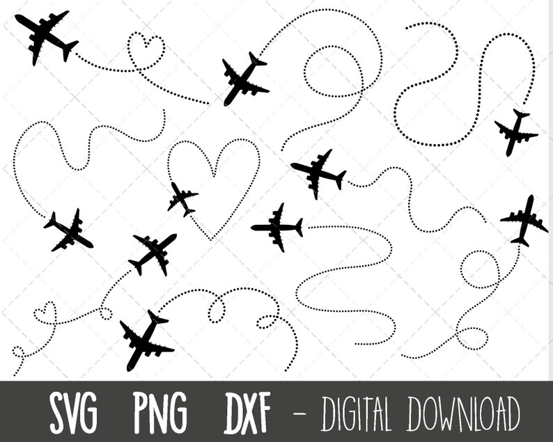 Airplane SVG Bundle, Plane Path Bundle PNG Files for Cutting Machines ...