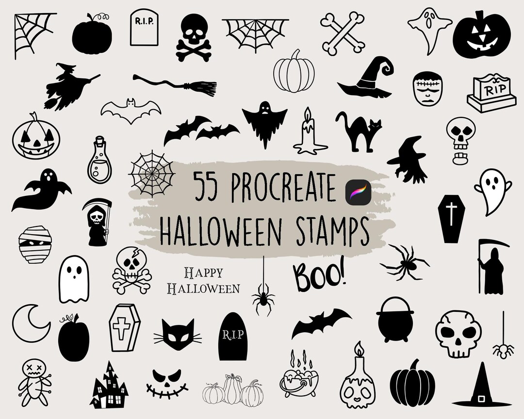 Procreate Halloween Stamps, Procreate Halloween Set, Procreate ...