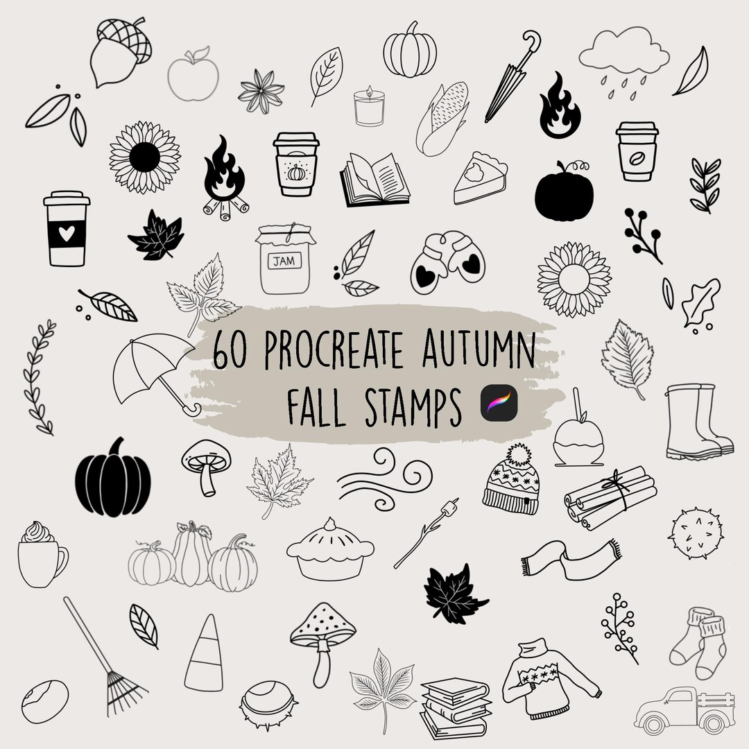Procreate Fall Stamps, Procreate Autumn Fall Bundle, Procreate Cosy ...