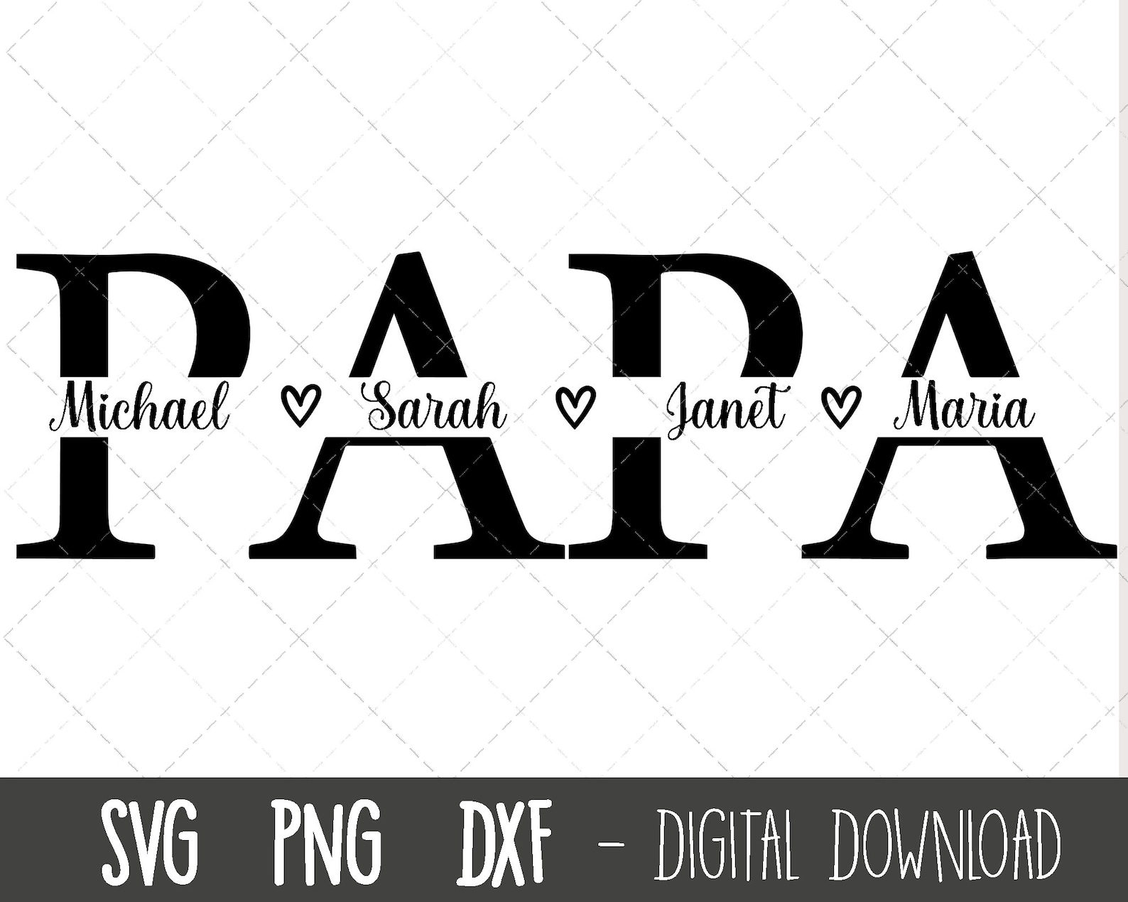 Papa SVG, Father Svg, Father's Day SVG, Papa Split Name Frame Svg, Papa ...