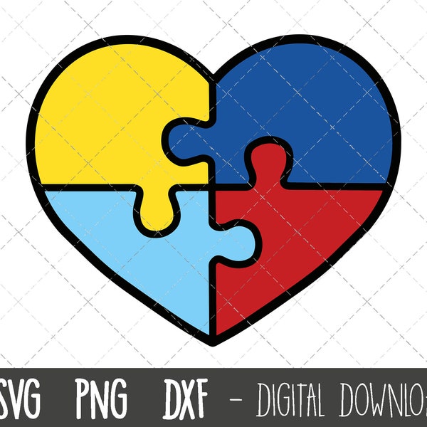 Autism Heart Clipart - Etsy